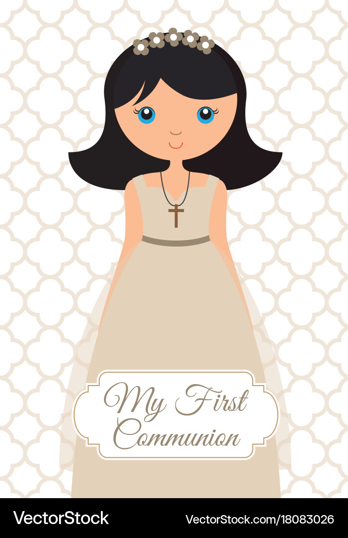 My first communion girl Royalty Free Vector Image