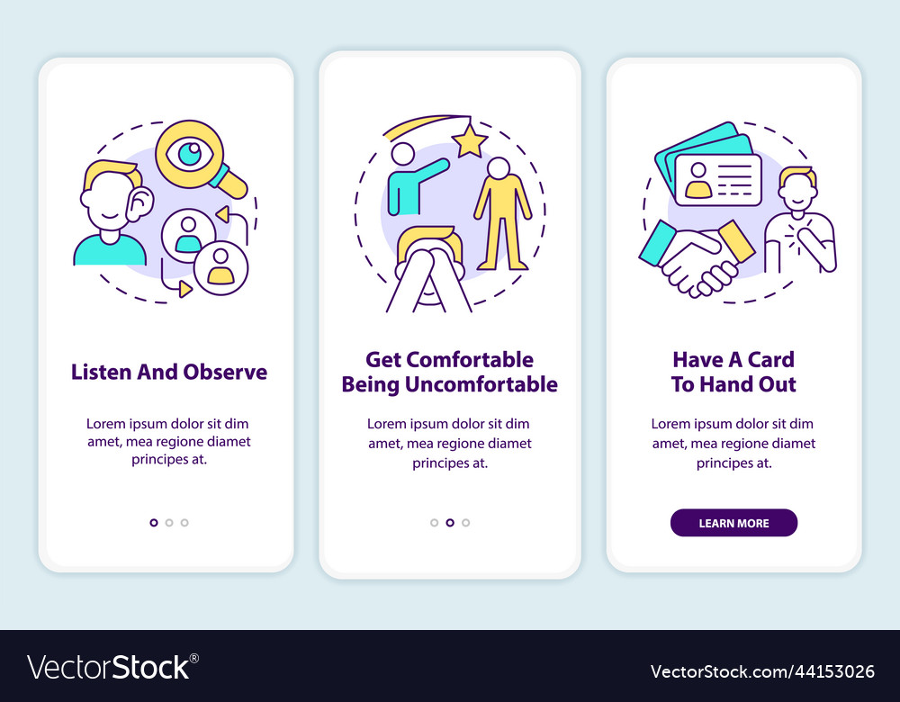Networking for introverts onboarding mobile app Vector Image Networking for introverts onboarding mobile app Vector Image