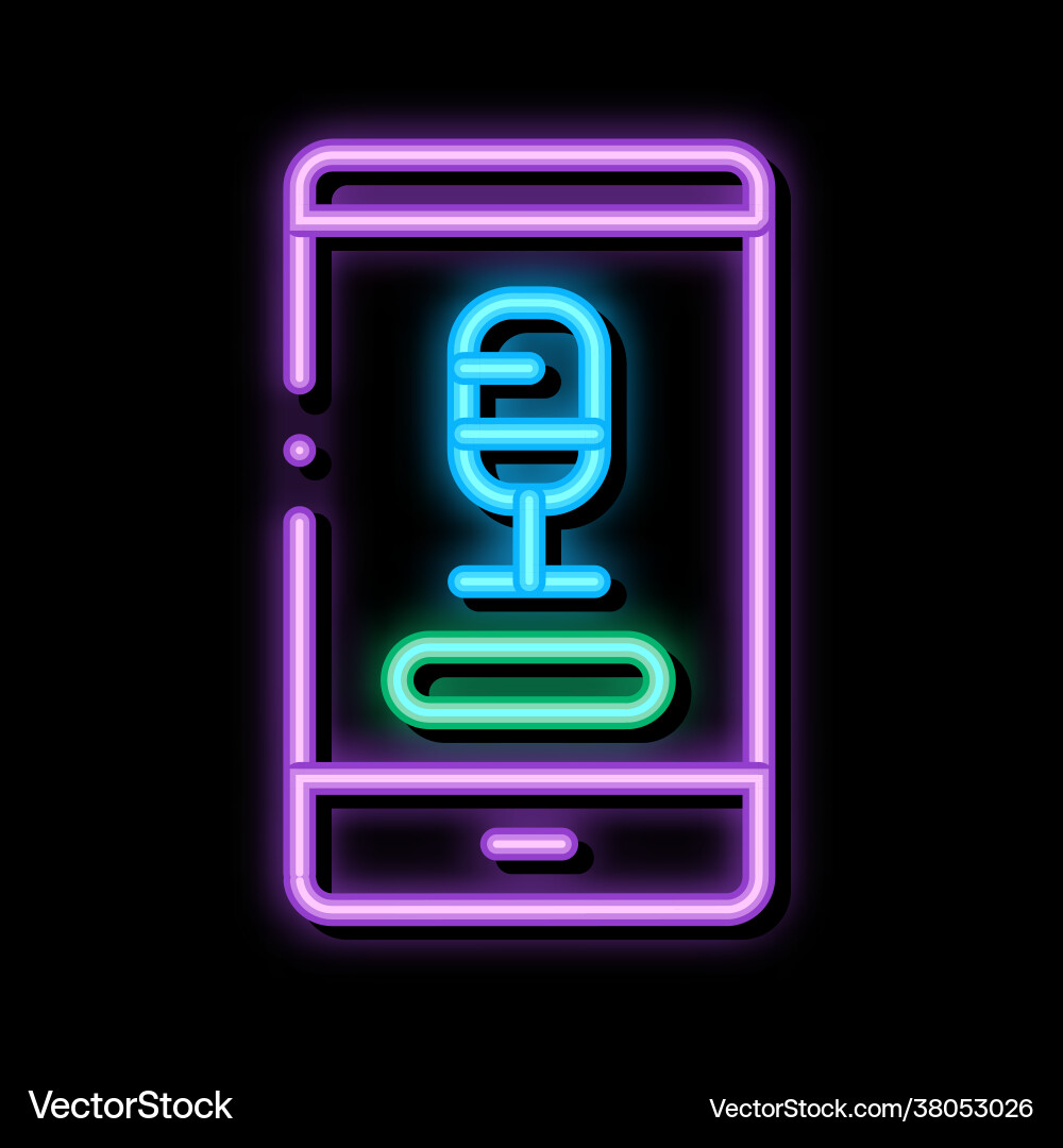 Phone recording neon glow icon Royalty Free Vector Image