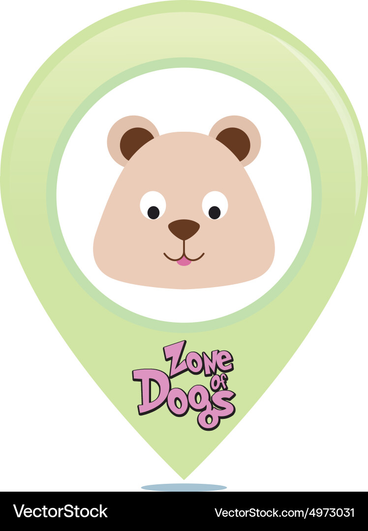 An isolated colored pin with text and animal Vector Image