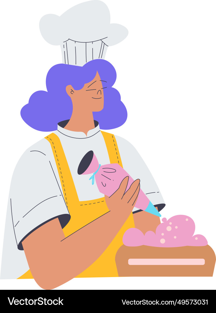 Bakery with woman baker character in uniform Vector Image