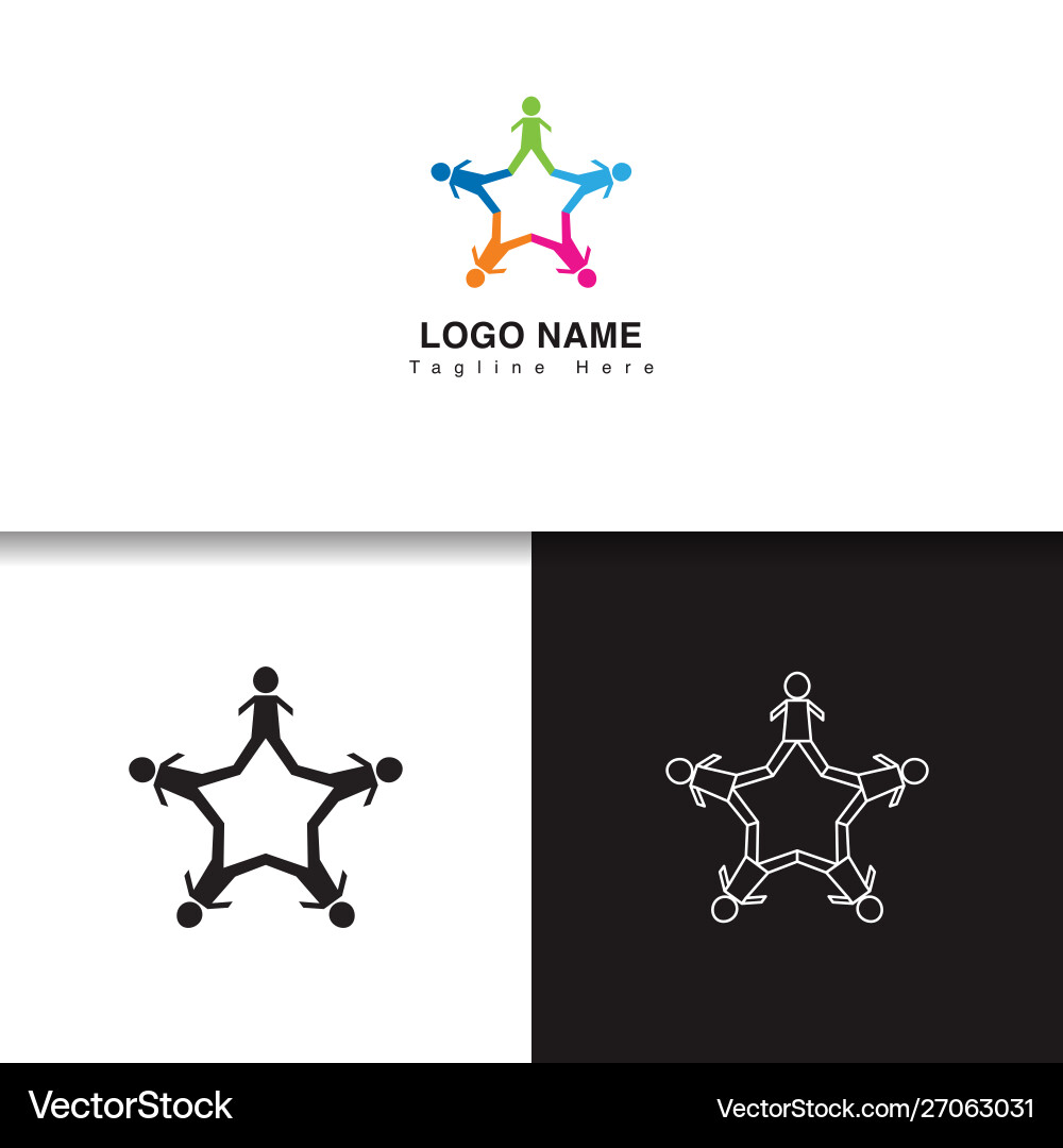 Colorful community people logo design icon Vector Image