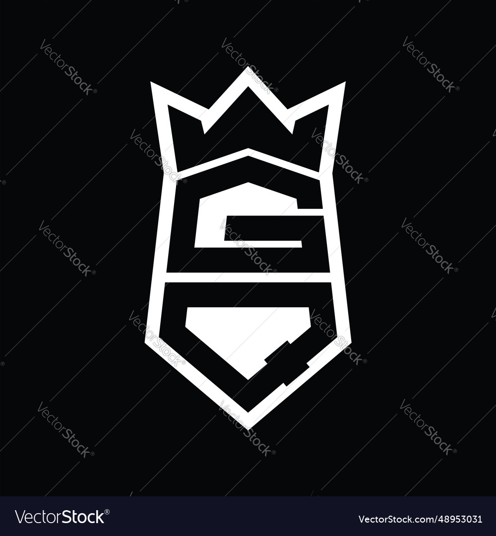 Gq letter logo monogram hexagon shield shape up Vector Image