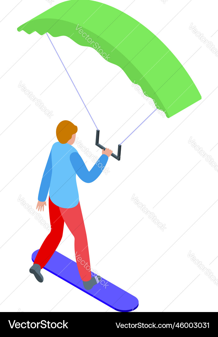 Kitesurfing icon isometric wind kite Royalty Free Vector