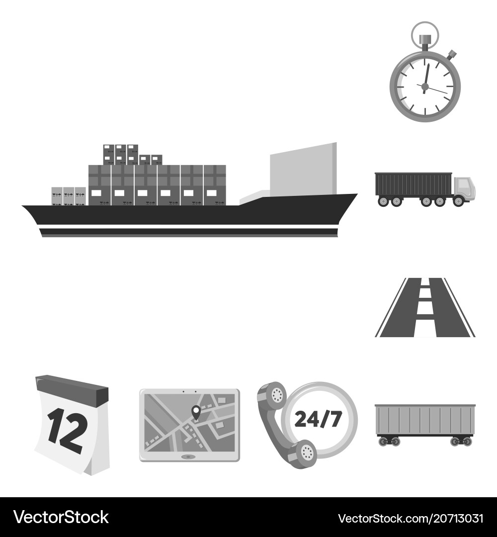 Logistics service monochrome icons in set Vector Image
