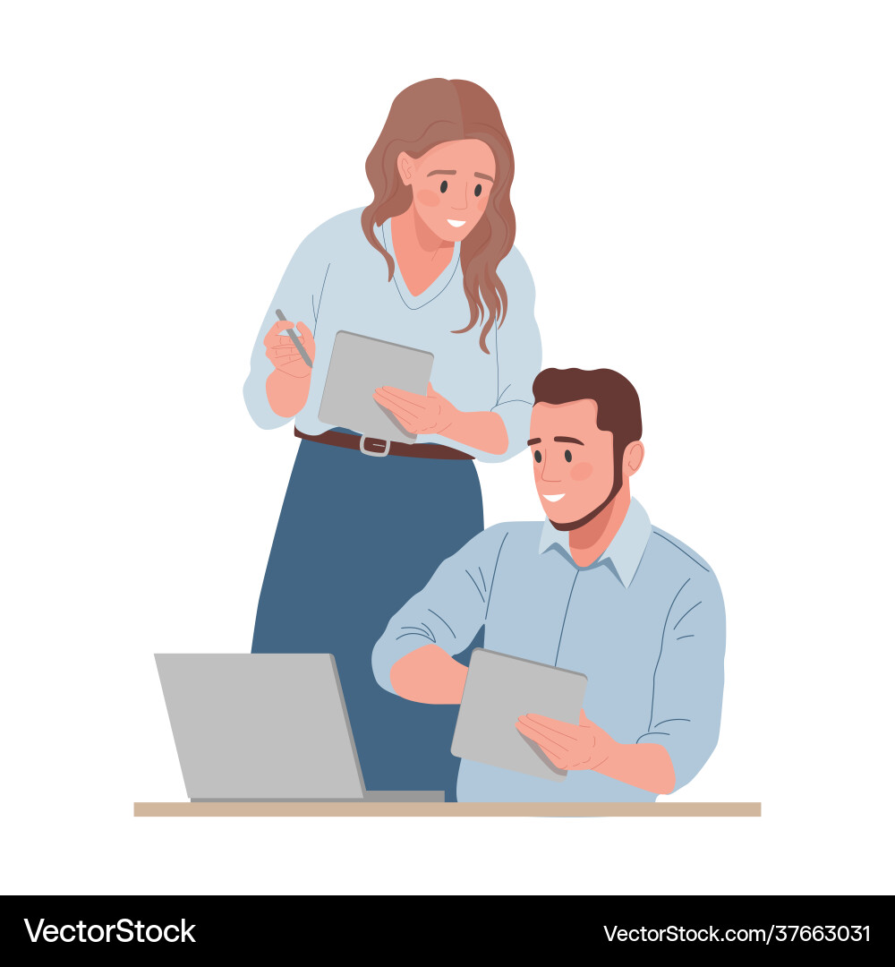 Man and woman working together flat Royalty Free Vector