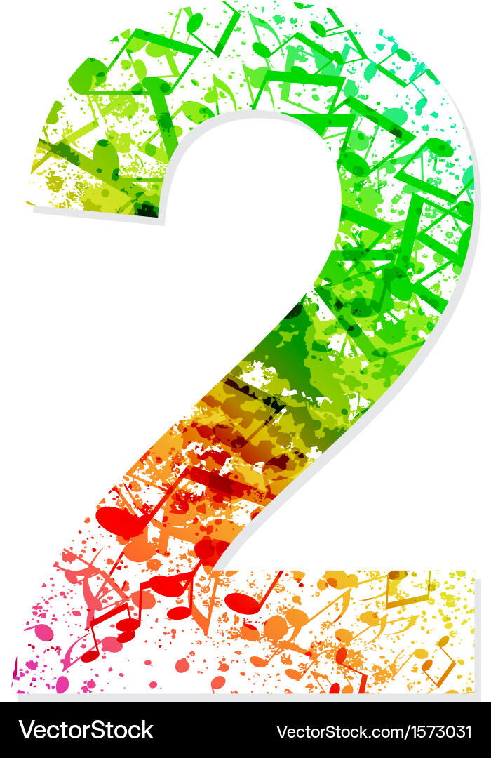 Music theme grungy font number 2 Royalty Free Vector Image