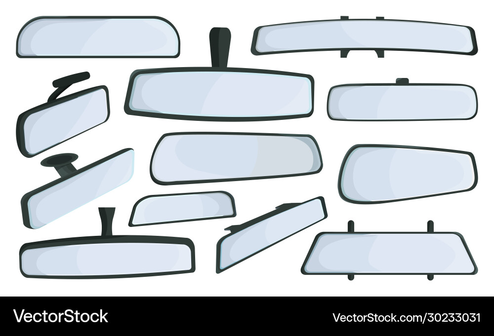 Rear view mirrors isolated cartoon set icon Vector Image