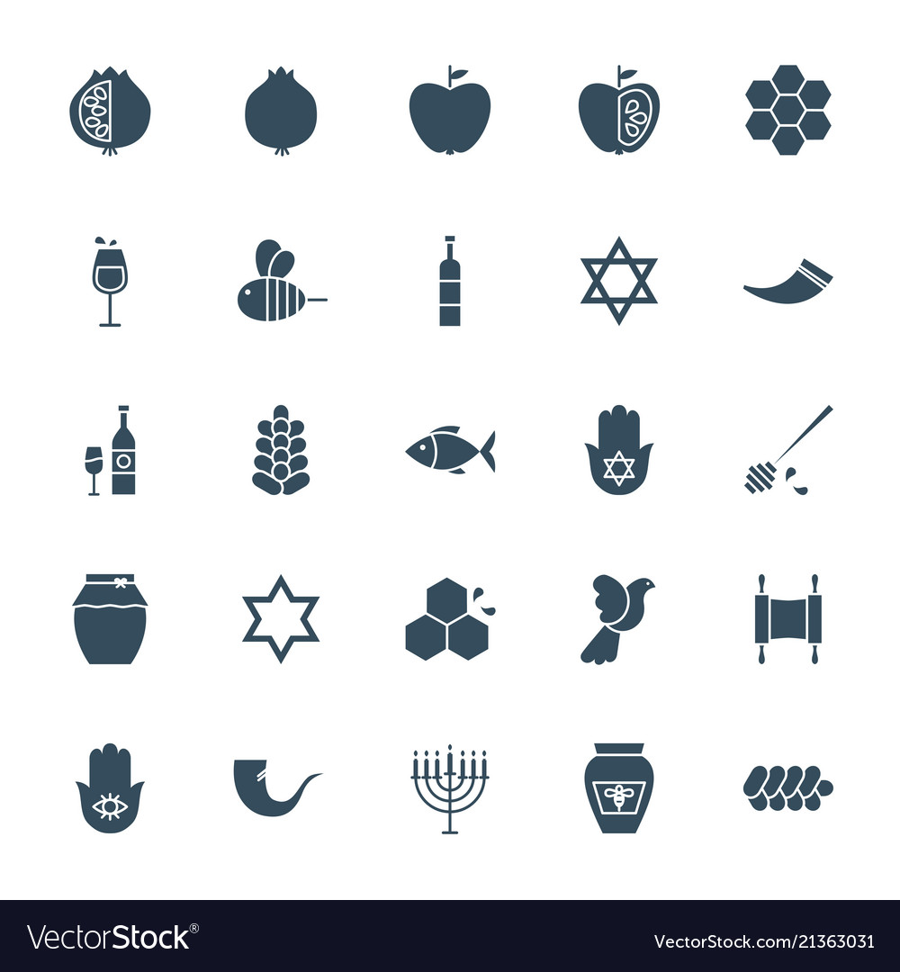 Rosh hashanah solid web icons Royalty Free Vector Image