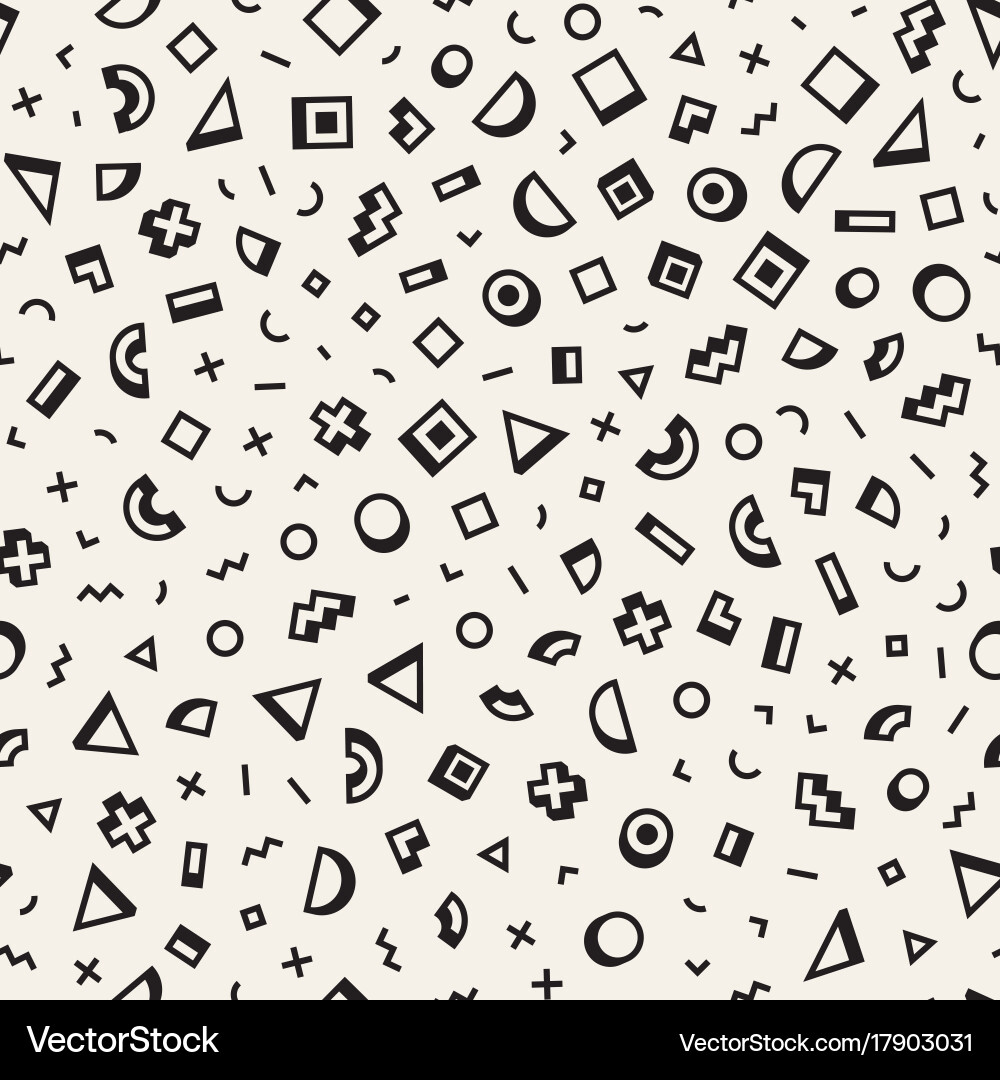 Scattered geometric shapes inspired by memphis Vector Image