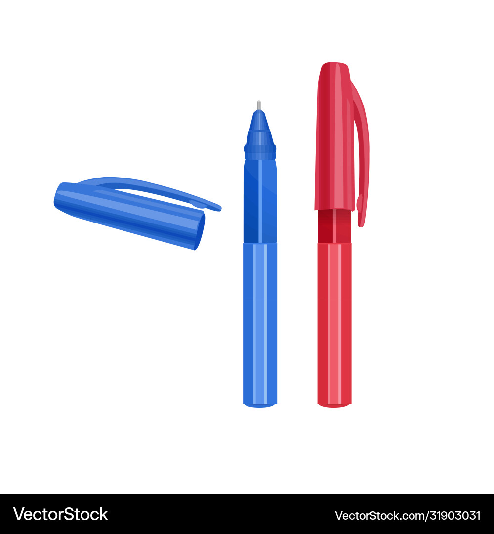 Set ballpoint pens in realistic style isolated Vector Image