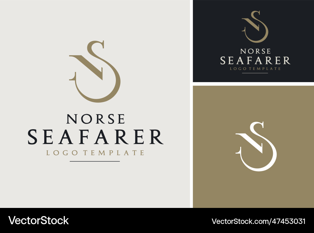 Vintage classic monogram sn ns letter label logo Vector Image