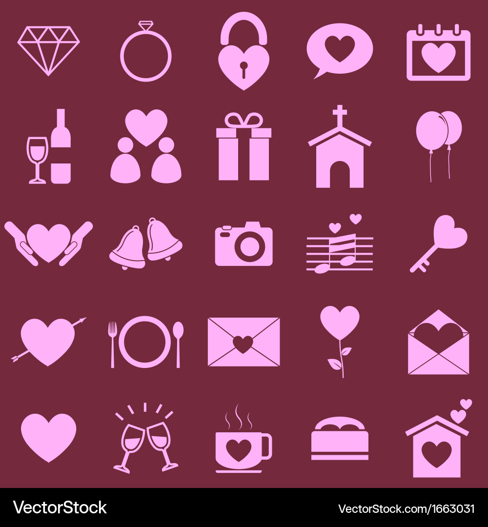 Wedding color icons on pink background Royalty Free Vector