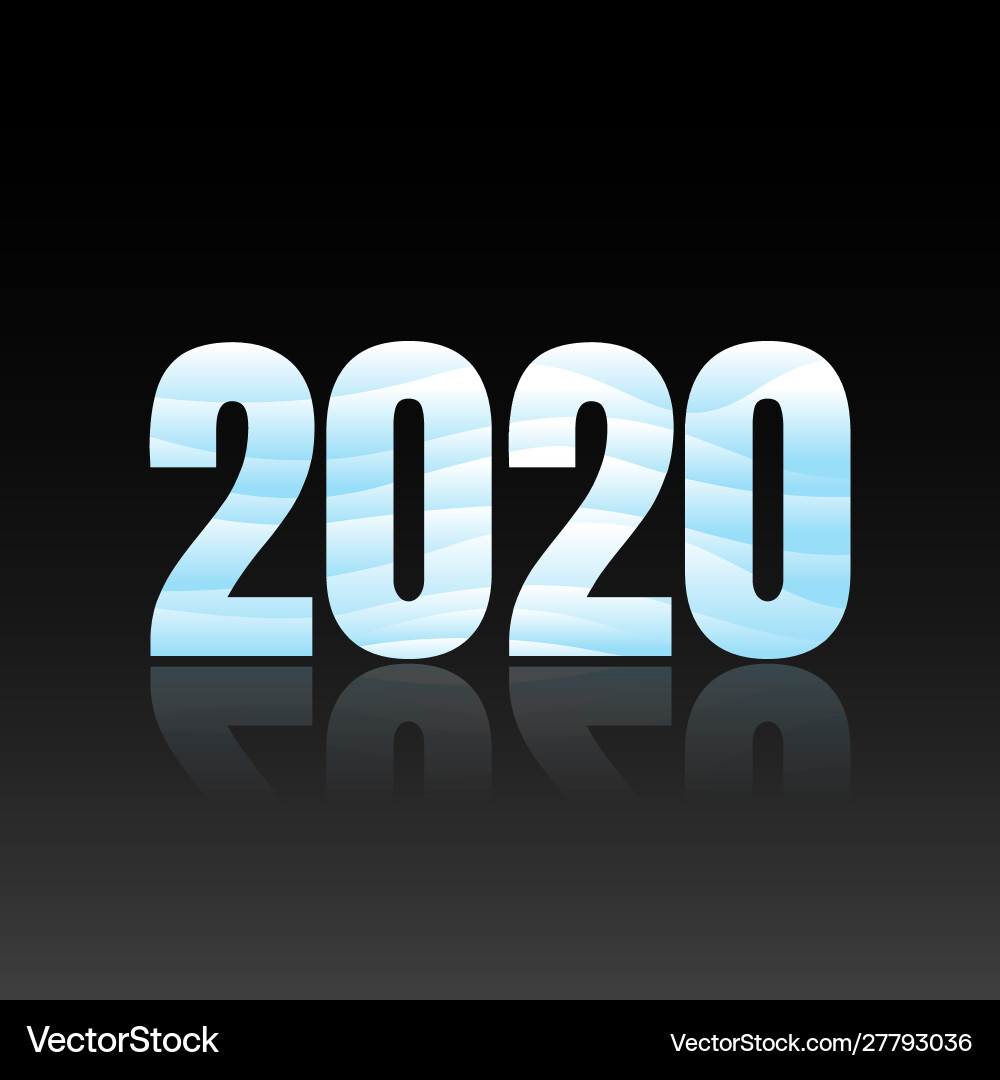2020 symbol text style winter with aqua color Vector Image