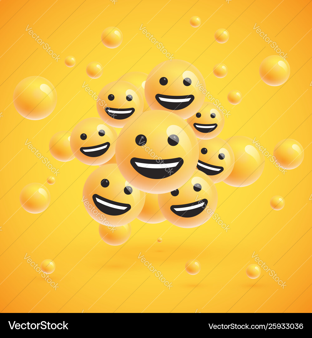 A high detailed group emoticons on yellow Vector Image