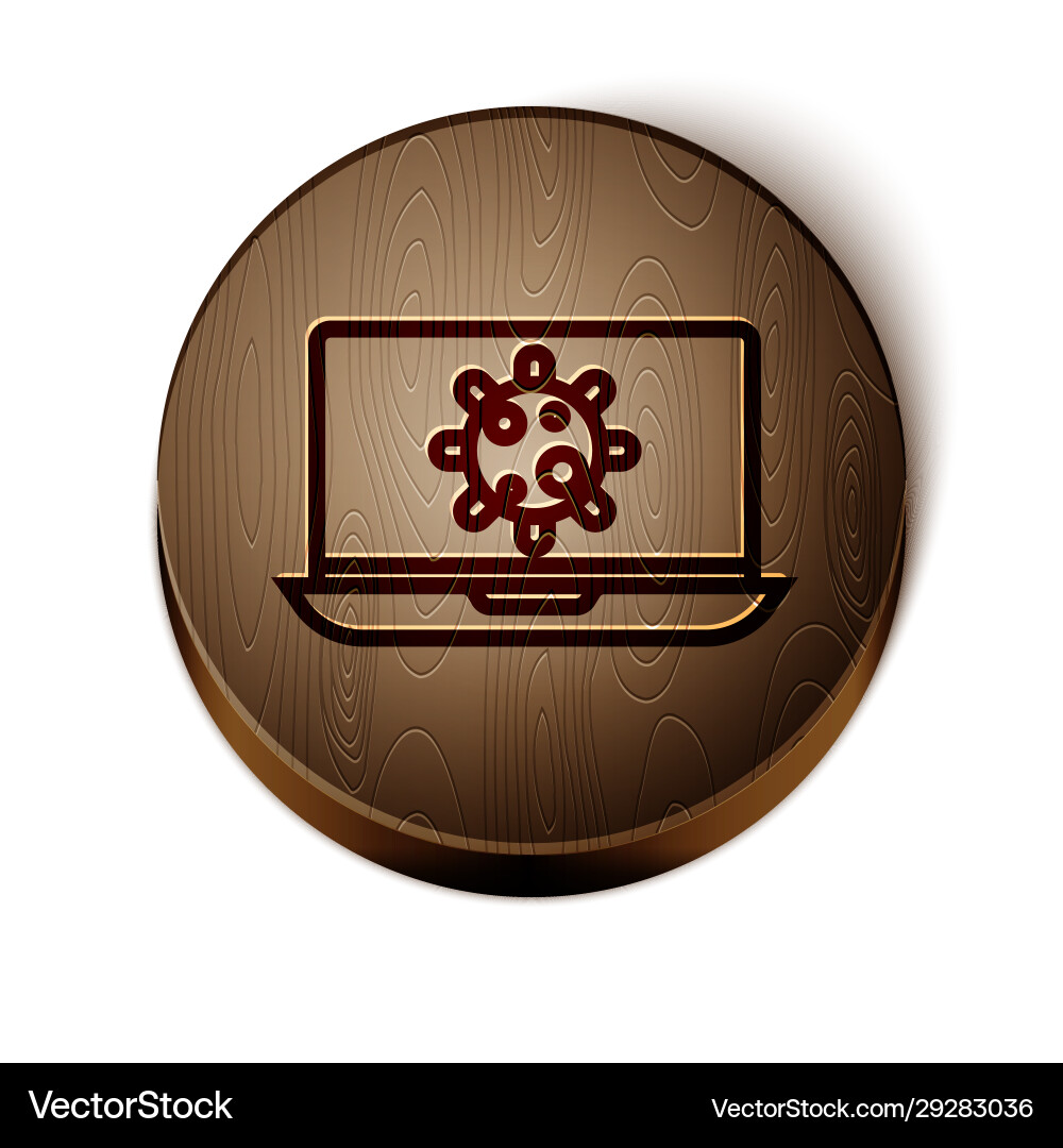 Brown line bacteria on laptop icon isolated Vector Image