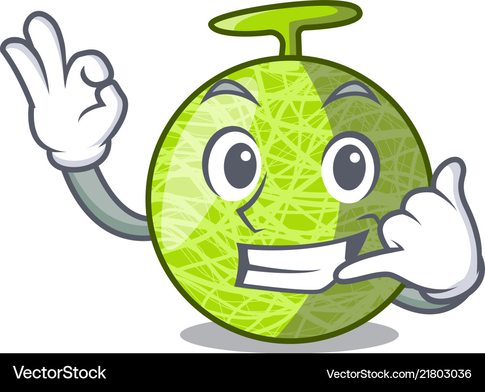 Call me cartoon ripe melon fruit in the kitchen Vector Image