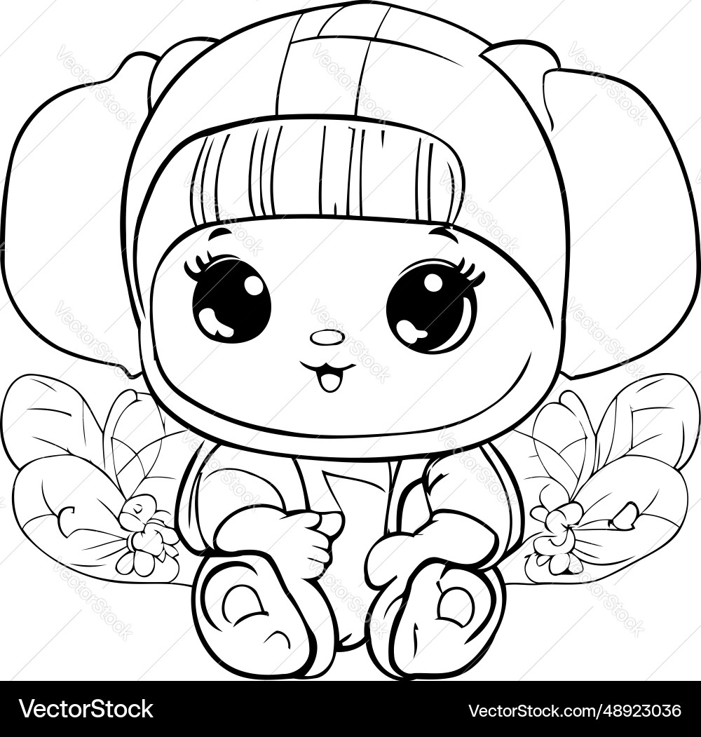 Coloring book for children cute little bear Vector Image