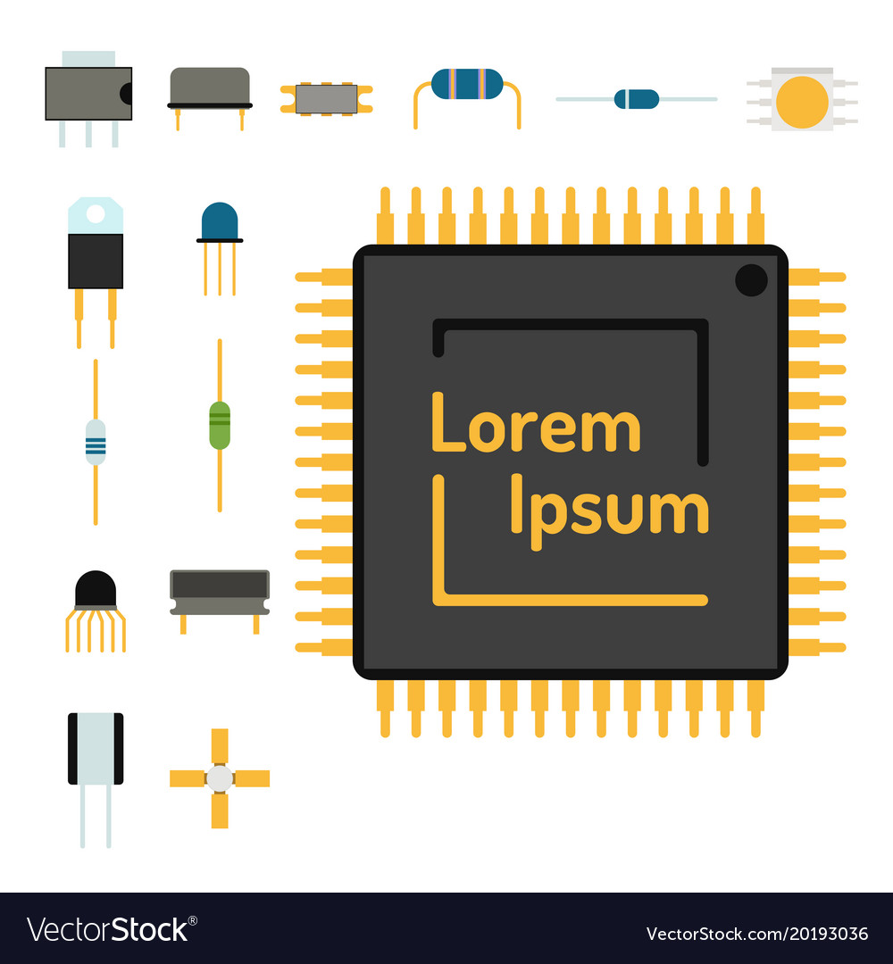 Computer chip technology processor circuit Vector Image
