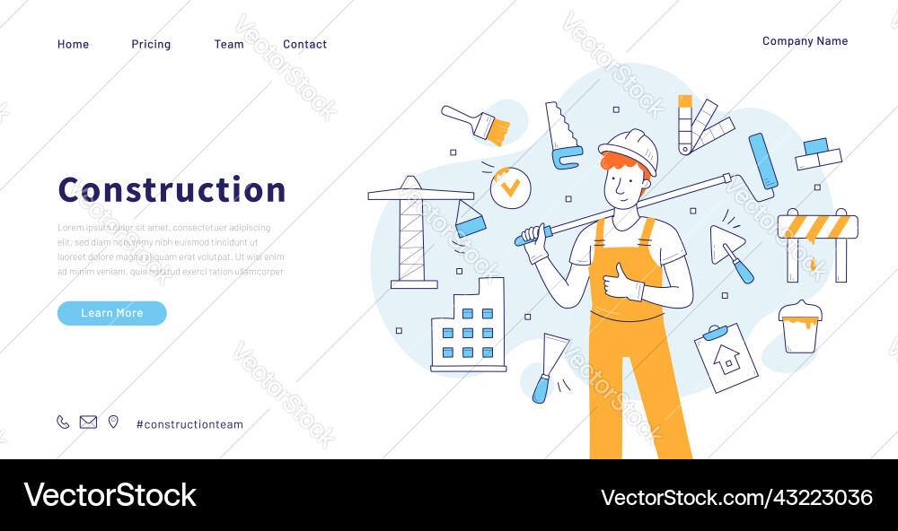 Construction repair and building doodle landing Vector Image