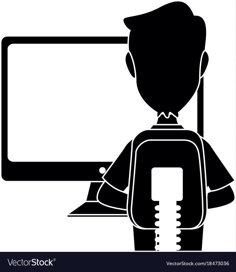 Desktop computer with user Royalty Free Vector Image