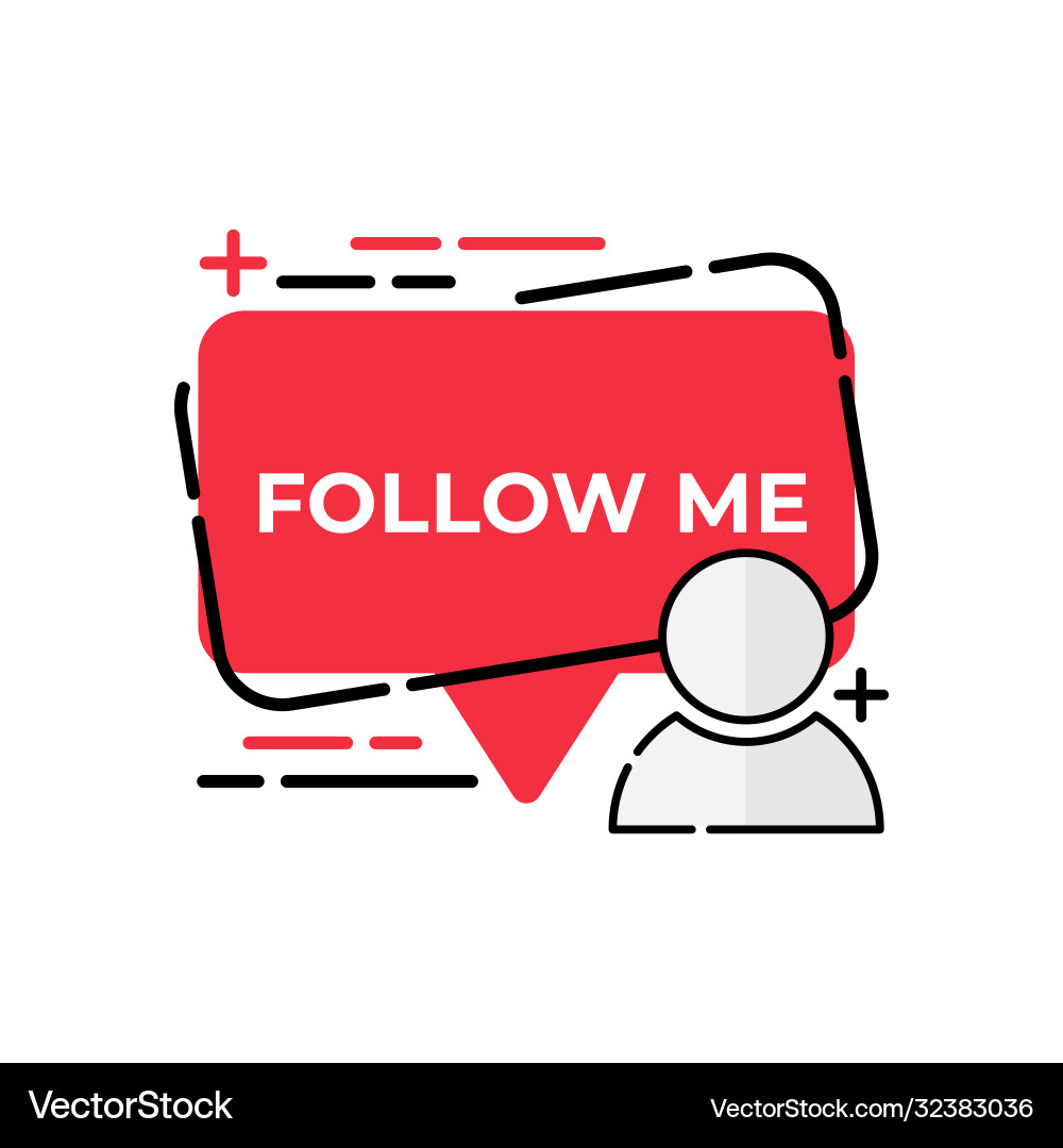 Follow me button icon for social media Royalty Free Vector