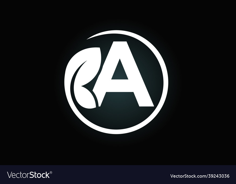 Initial a monogram alphabet with leaf Royalty Free Vector