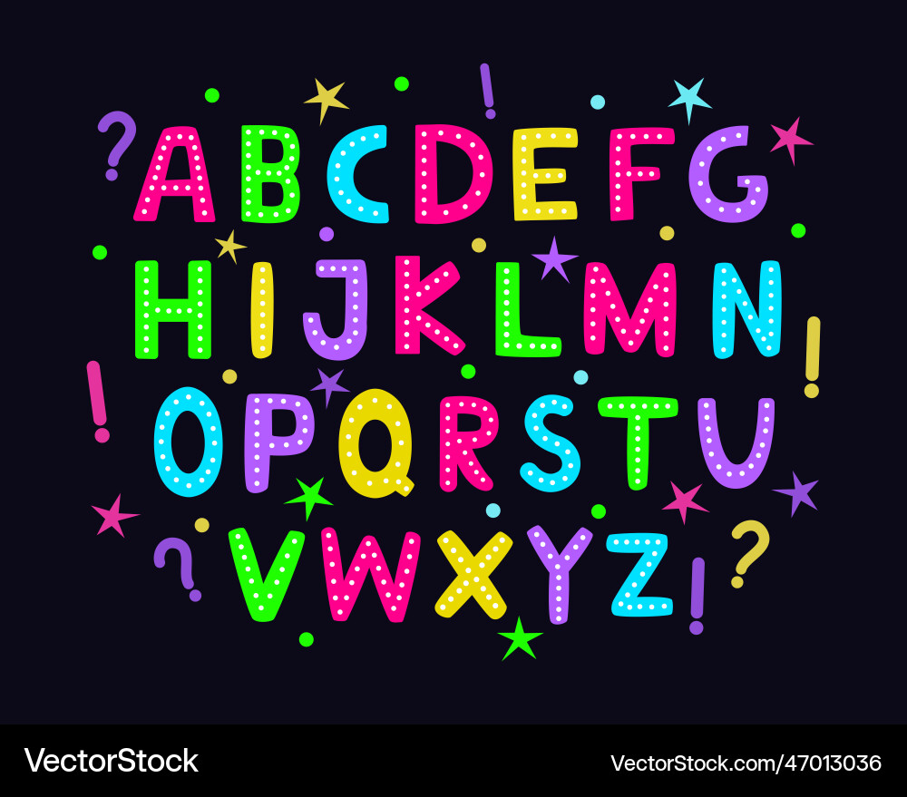 Kid alphabet letters cute font funny typography Vector Image