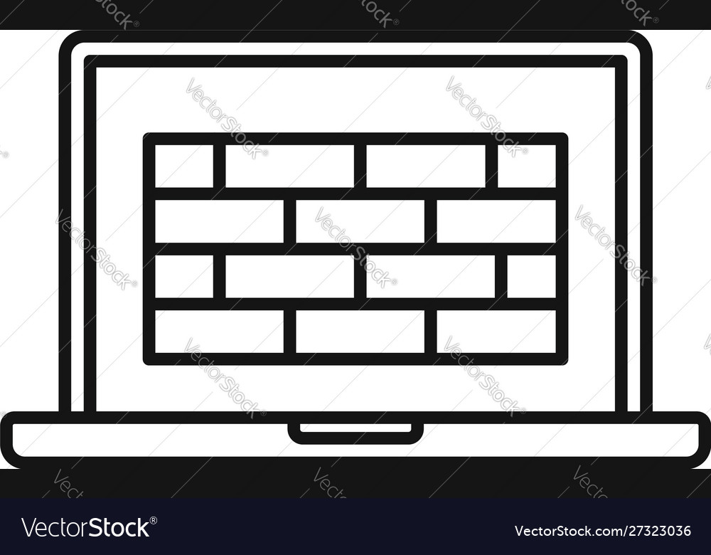 Laptop firewall icon outline style Royalty Free Vector Image