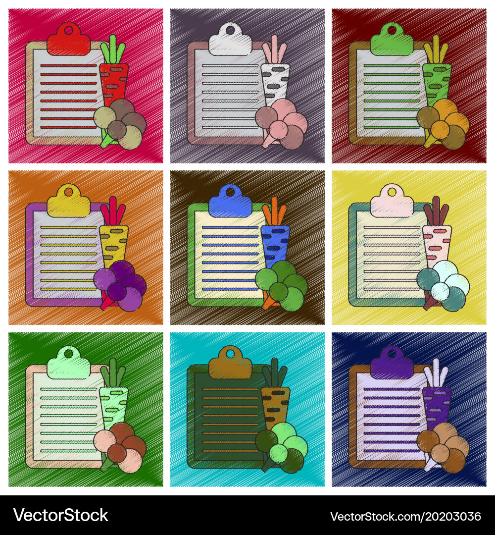 Set of icons in flat design vegetable menu Vector Image