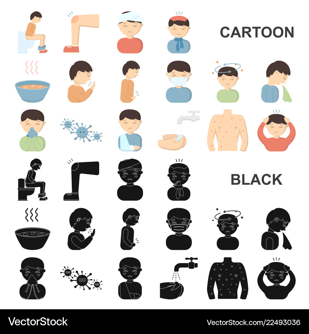 Sick man cartoon icons in set collection Vector Image