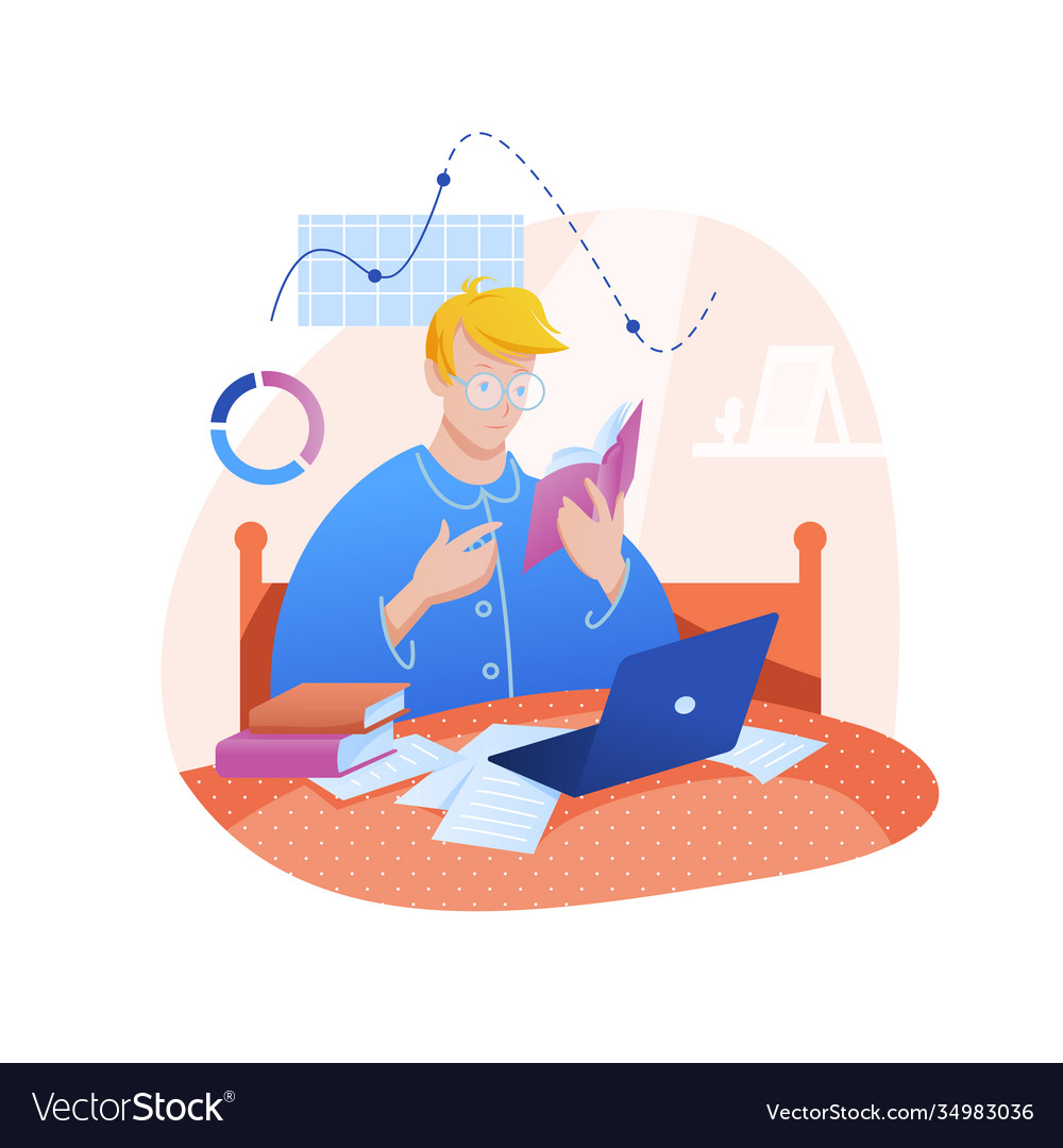 Study work at home flat Royalty Free Vector Image