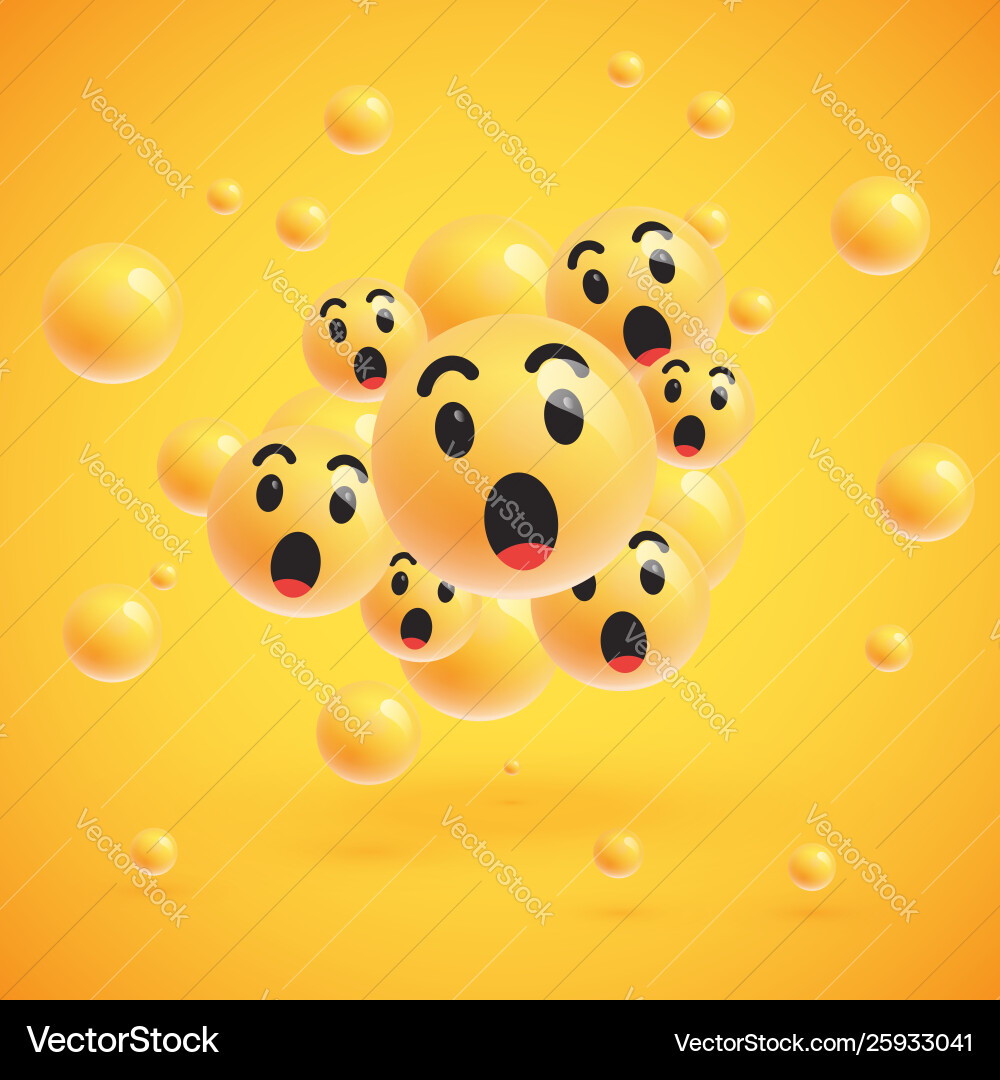 A high detailed group emoticons on yellow Vector Image