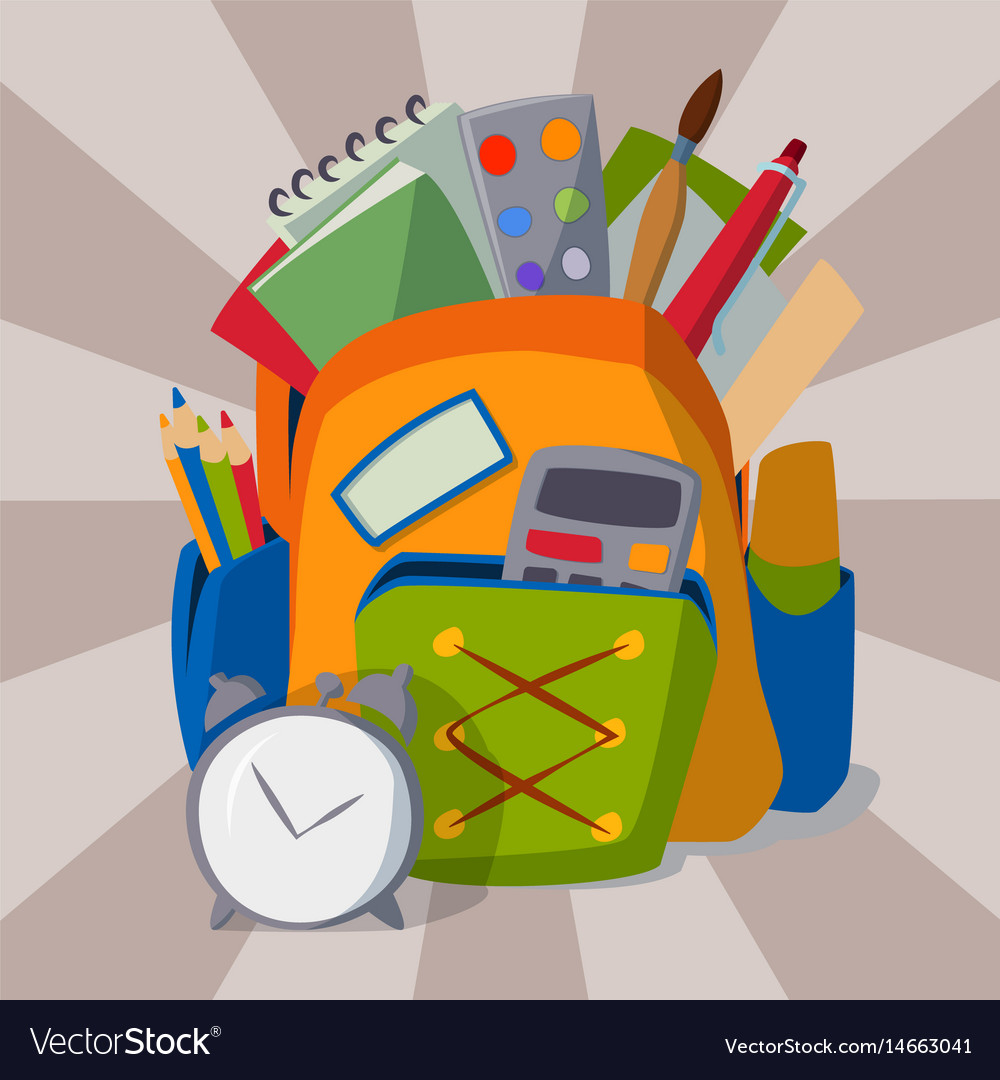 Backpack full school supplies student baggage Vector Image