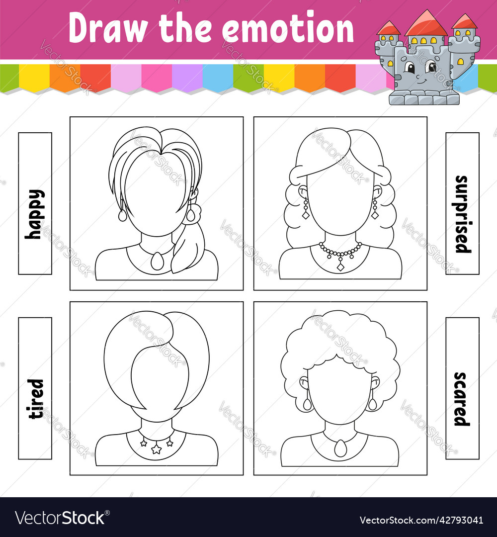 Draw the emotion worksheet complete face Vector Image