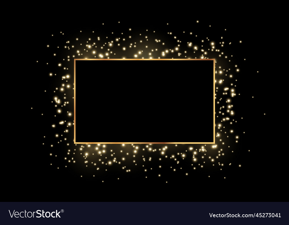Elegant gold frame glitter confetti isolated Vector Image