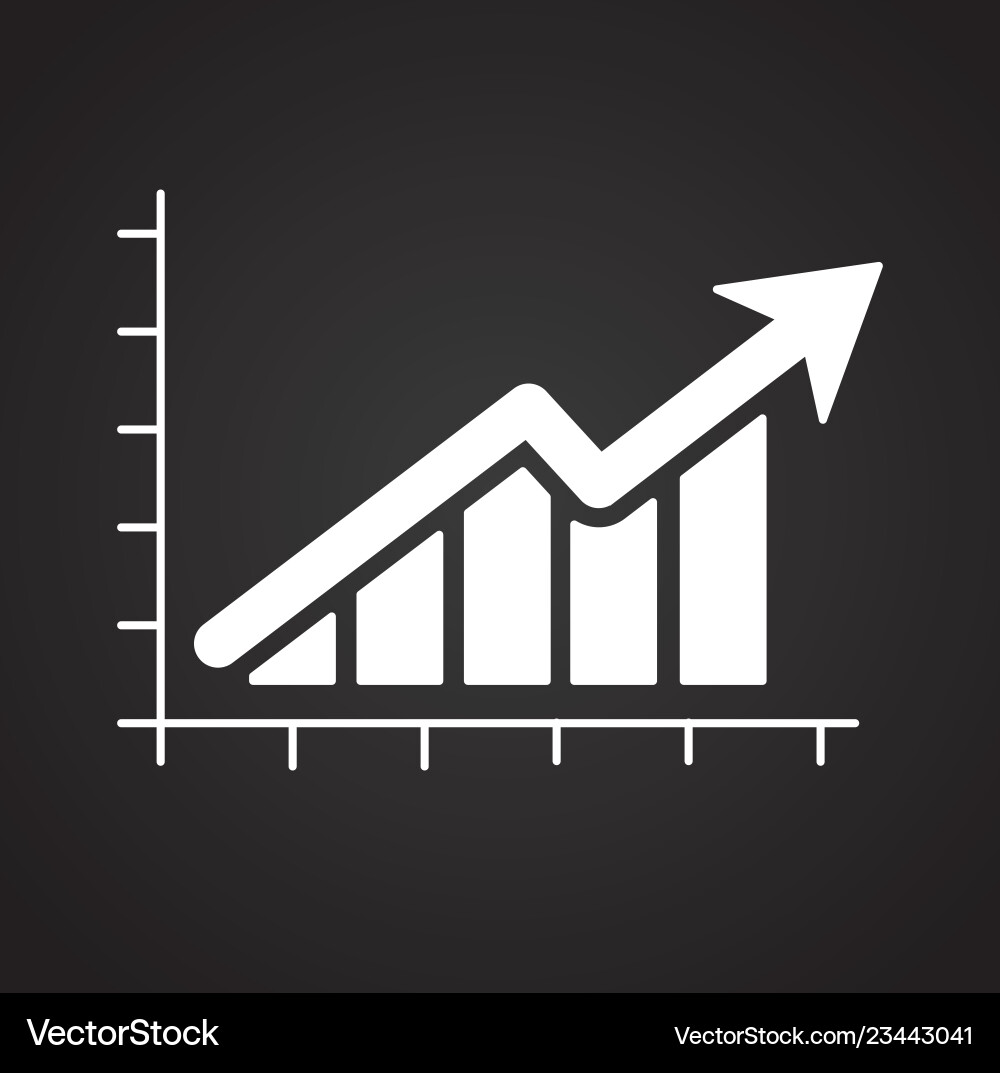 Growth arrow icon on black background for graphic Vector Image