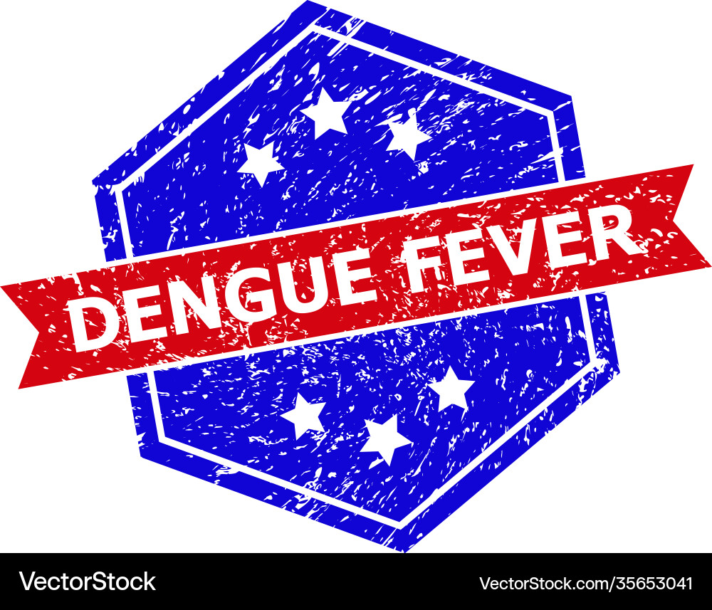 Hexagon bicolor dengue fever rubber stamp Vector Image