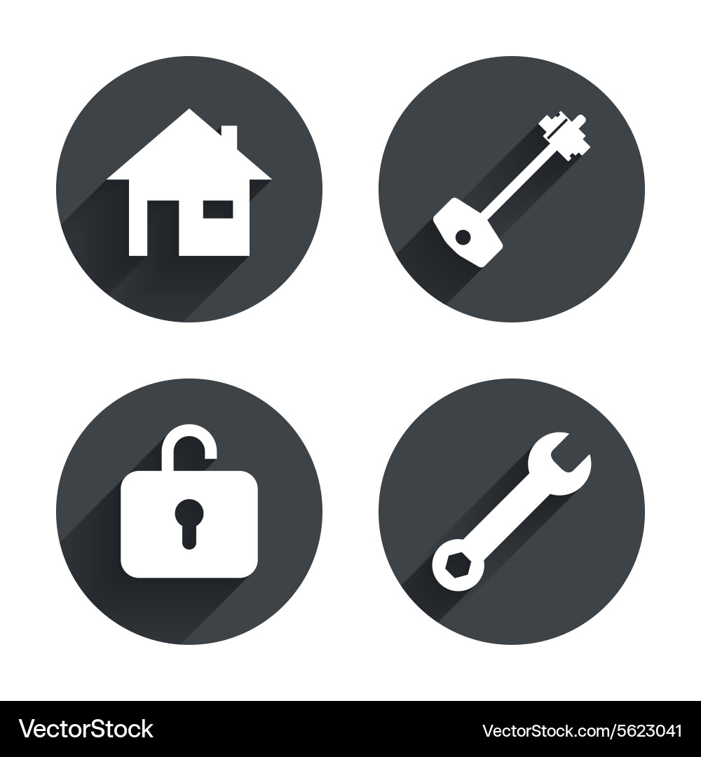 Home key icon wrench service tool symbol Vector Image