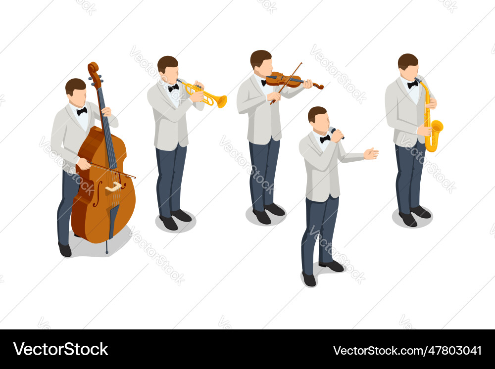 Isometric chamber orchestra jazz musicians Vector Image