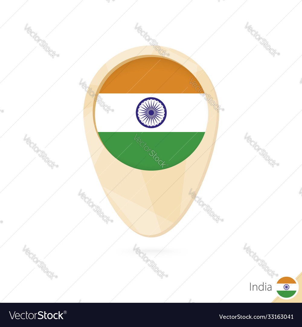 Map pointer with flag india orange abstract Vector Image