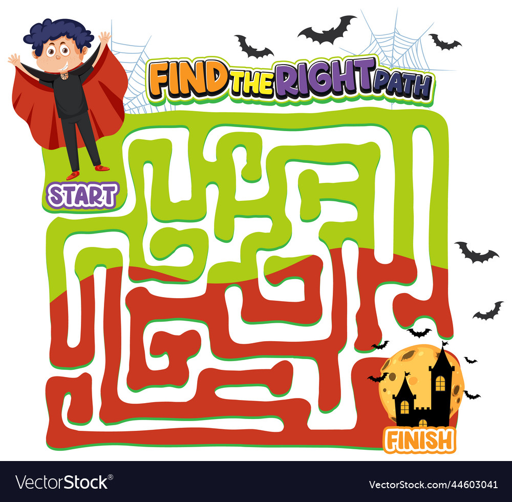 Maze game template in halloween theme for kids Vector Image