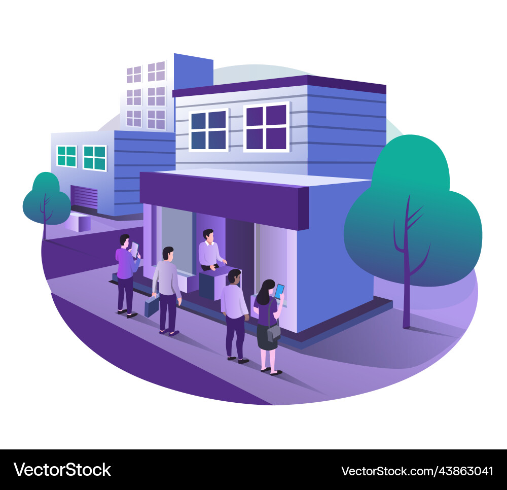 People visiting the new apartment office Vector Image