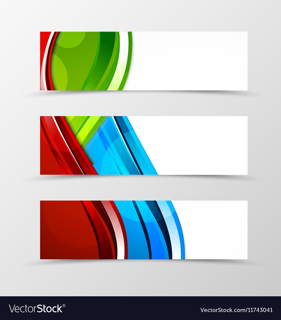 Set of header banner dynamic wave design Vector Image