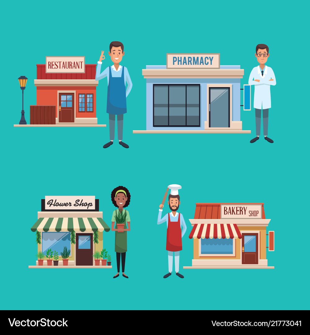 Set of stores buildings Royalty Free Vector Image