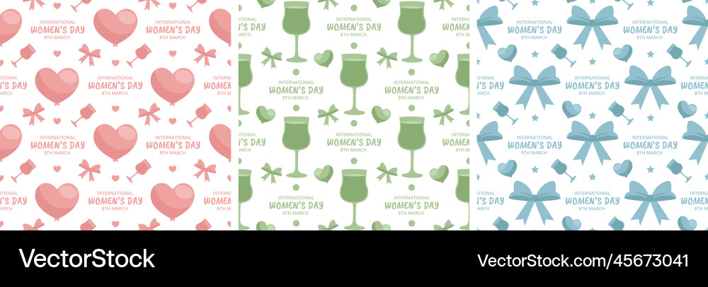 Set of women day seamless pattern design Vector Image