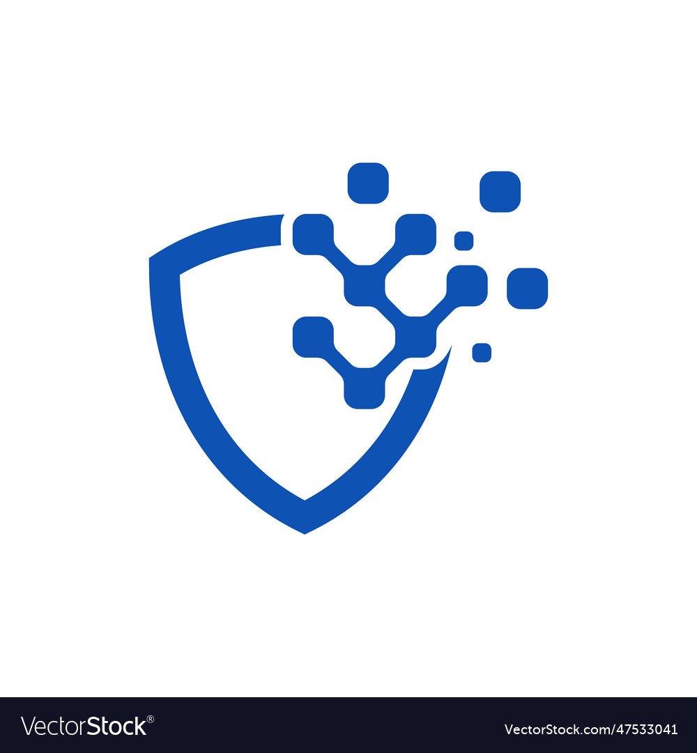 Shield data digital pixel tech logo design Vector Image