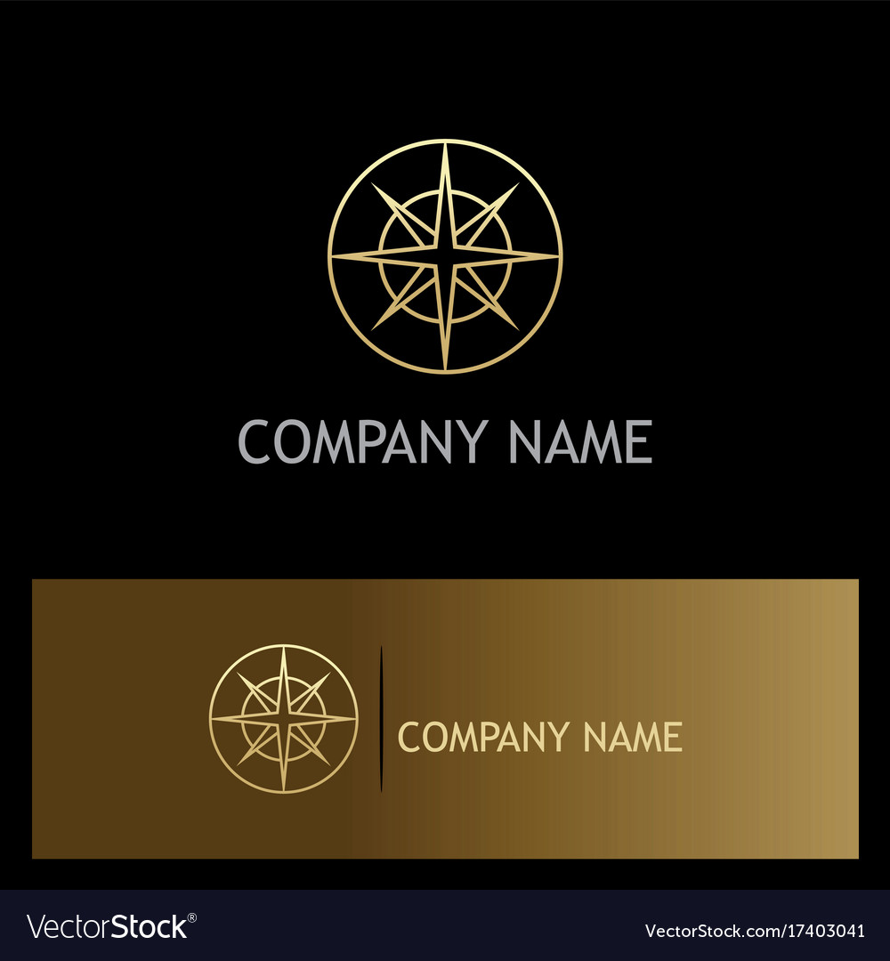 Star Compass Gold Logo Royalty Free Vector Image
