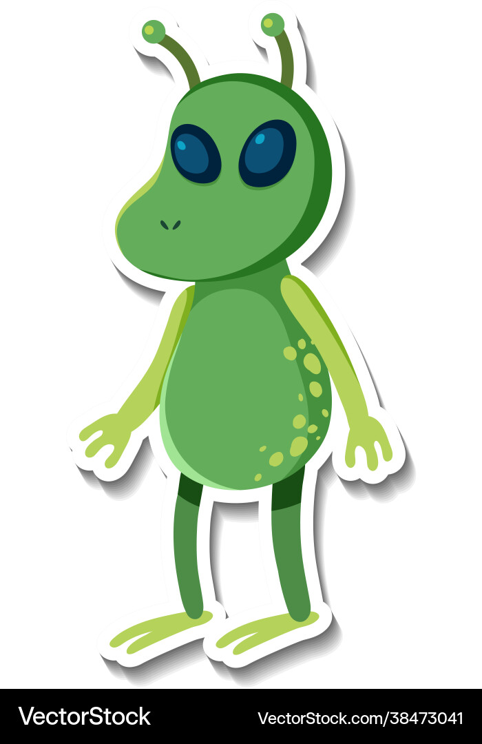 Sticker template with an alien monster cartoon Vector Image