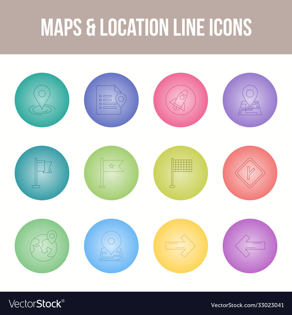 Unique maps location line icon set Royalty Free Vector Image Unique maps location line icon set Royalty Free Vector Image